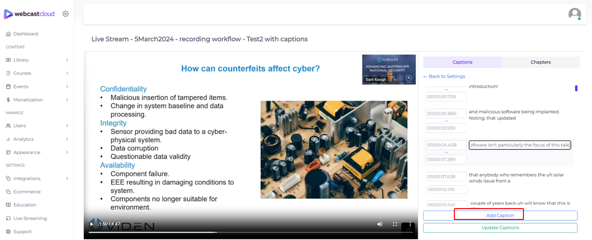 Edit Video Captions using the Video Editor – Support
